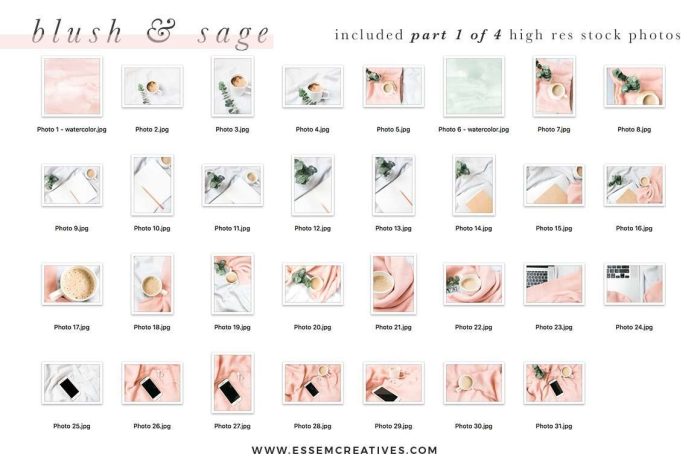 Blush and Sage Feminine Stock Photos and Social Media Branding Bundle