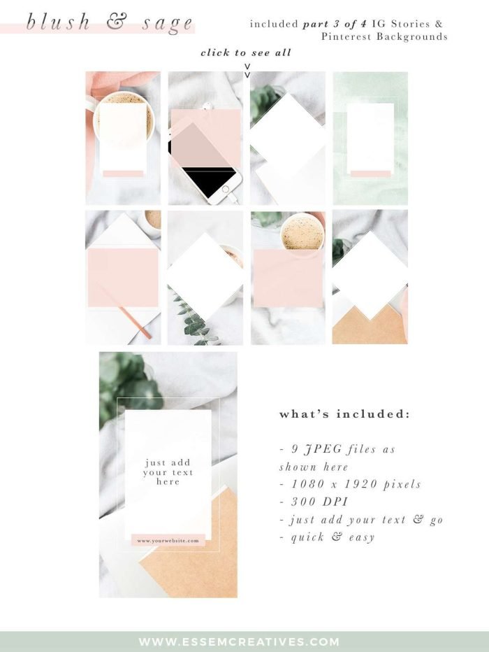 Blush and Sage Feminine Stock Photos and Social Media Branding Bundle
