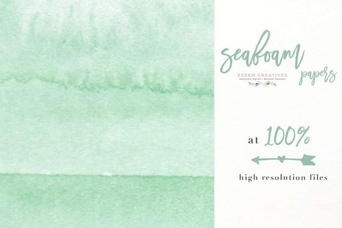 Seafoam Watercolor Geometric Digital Papers Borders Templates | Essem ...