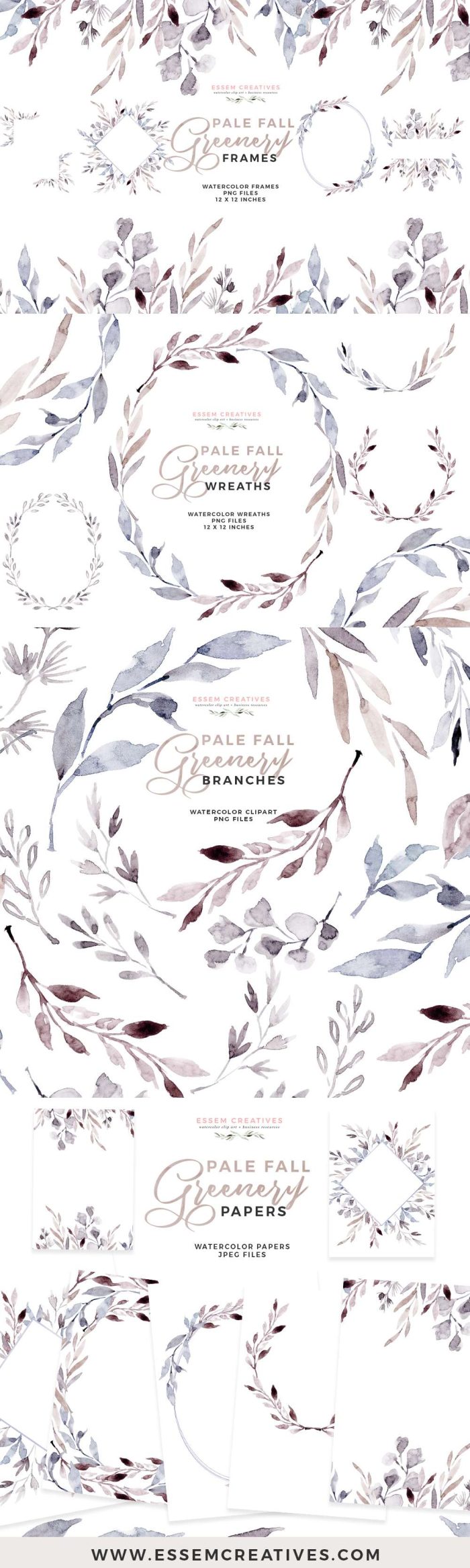 Watercolor Fall Leaves Clipart Floral Frames Watercolour Wreath | Essem ...