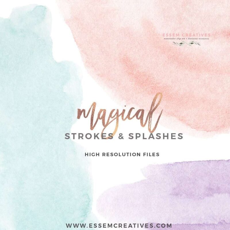 Watercolor Brush Strokes Clipart, Rose Gold Glitter Splash Paint ...
