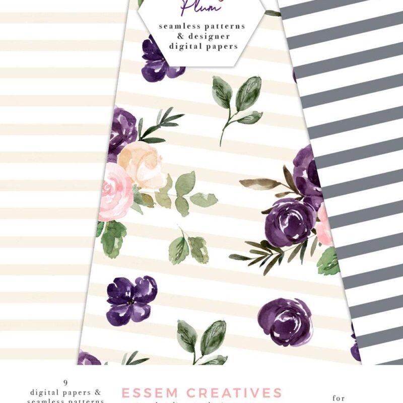 Floral Digital Paper, Burgundy Blush Watercolor Fall Scrapbooking Paper ...