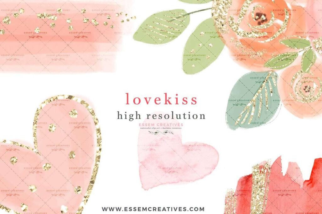 Lovekiss Valentines Day Hearts Love Romantic Clipart Illustrations ...