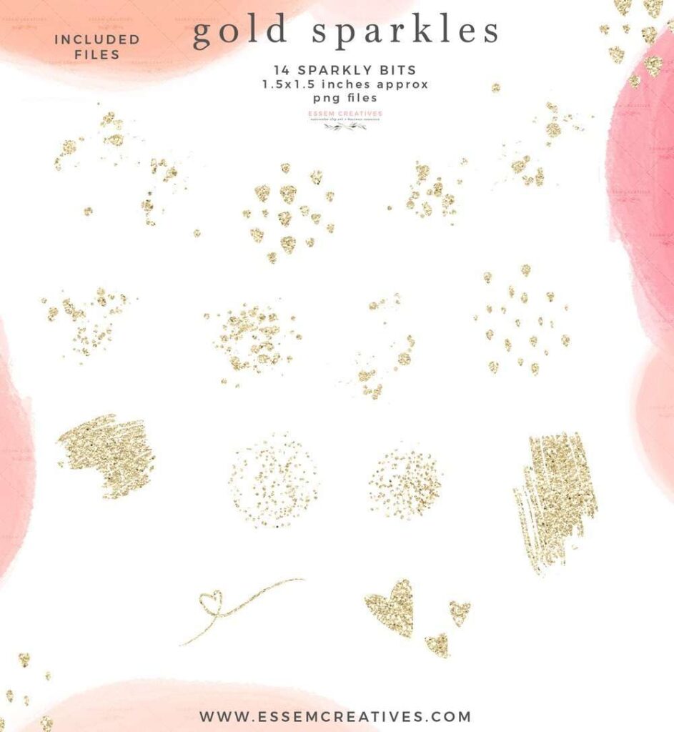 Gold Sparkles Glitter Confetti Overlay Clipart with Transparent ...