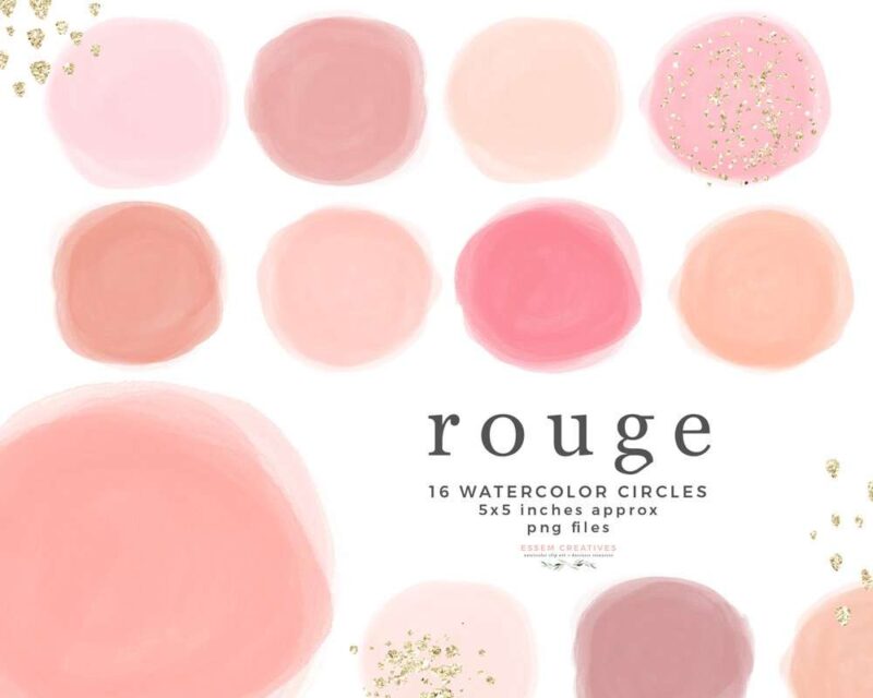 ROUGE Pink Watercolor Circles Shapes Clipart Graphics Instagram Story ...