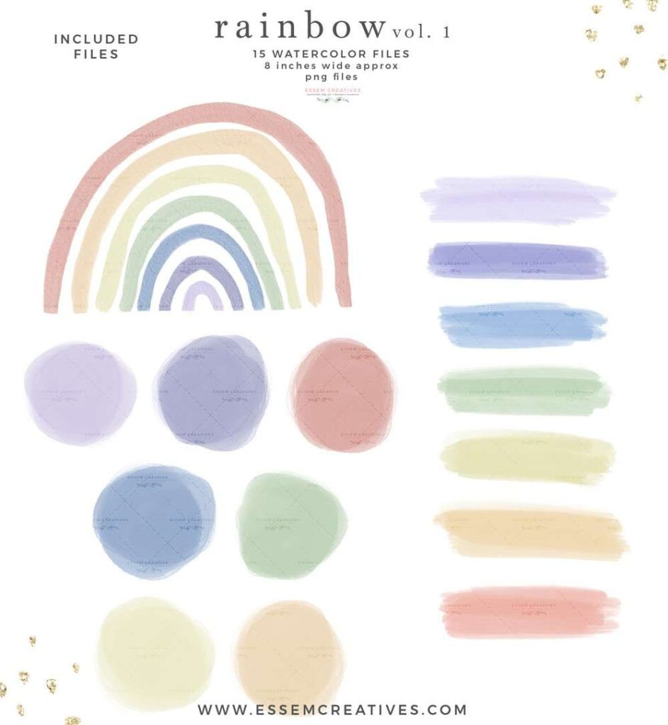 Watercolor Rainbow Clipart Graphics, Colorful Rainbow Background for ...