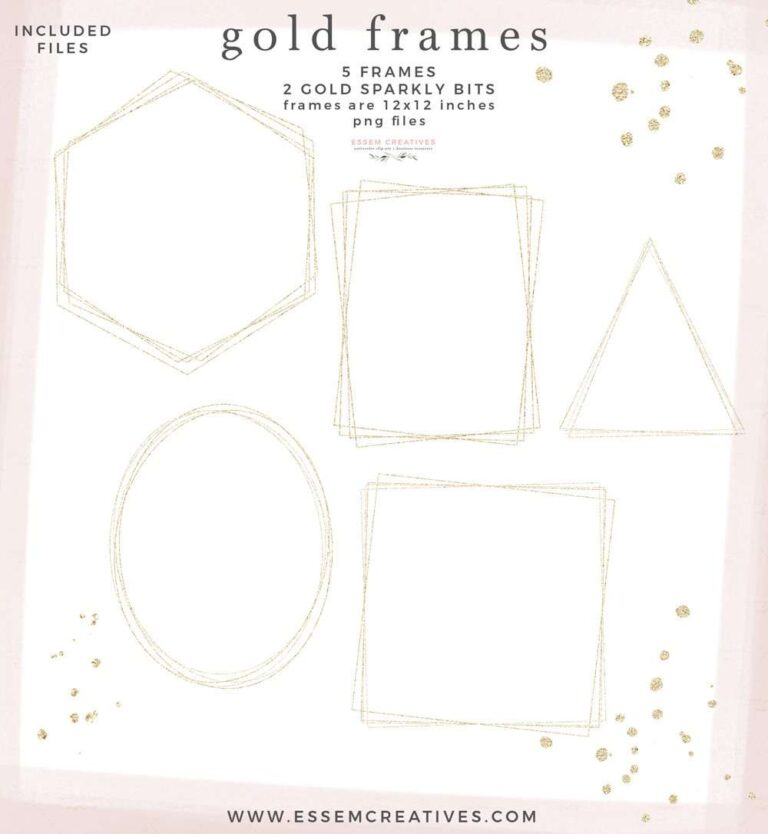 Gold Frames PNG Clipart, Empty Gold Glitter Geometric Frames - Essem ...