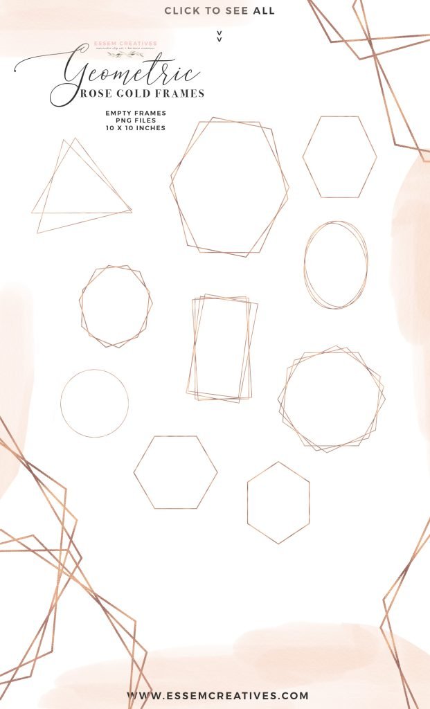 Rose Gold Frames PNG Clipart, Digital Rose Gold Geometric Polygonal ...
