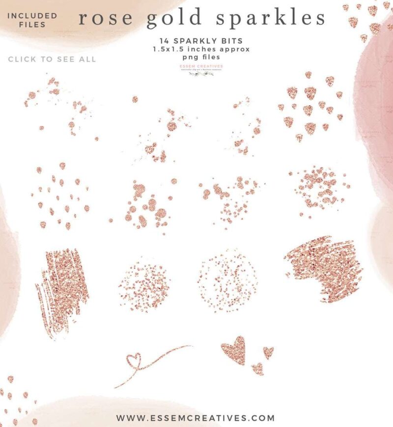 Rose Gold Sparkles Glitter Confetti Overlay Clipart with Transparent ...
