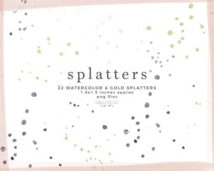 Watercolor Paint Splatter PNG Clipart, Ink Splatter, Gold Sparkle ...