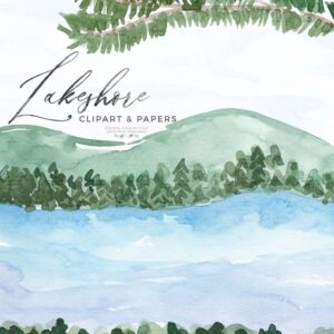 Lakeshore Watercolor Clipart Theme, Lakeside Watercolor Card Background ...