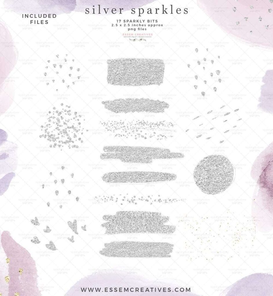 Silver Sparkles Glitter Confetti Overlay Clipart with Transparent ...