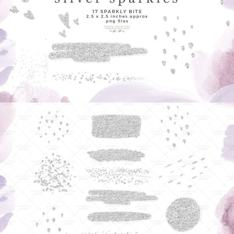 Silver Sparkles Glitter Confetti Overlay Clipart with Transparent ...