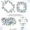Azure Blue Watercolor Flowers Clipart, Pale Dusty Blue Graphics ...