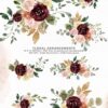 Bordeaux Burgundy Watercolor Flowers Clipart, Fall Floral Graphics ...
