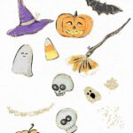 Watercolor Halloween Clip Art Graphics Illustrations, Candy Corn Broom ...