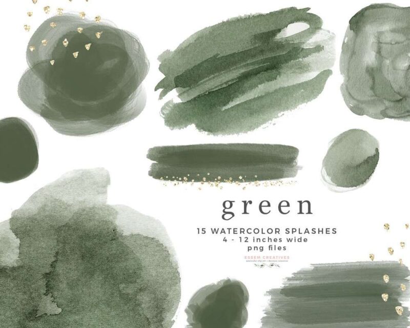 Green Watercolor Clipart Graphics Background Border, Abstract Olive ...