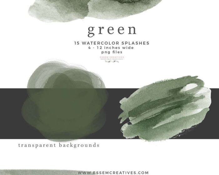 Green Watercolor Clipart Graphics Background Border, Abstract Olive ...