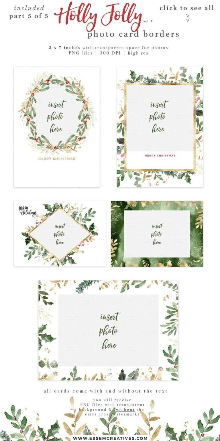 Holly Jolly Watercolor Christmas Clipart, Christmas Wreath Clip Art ...