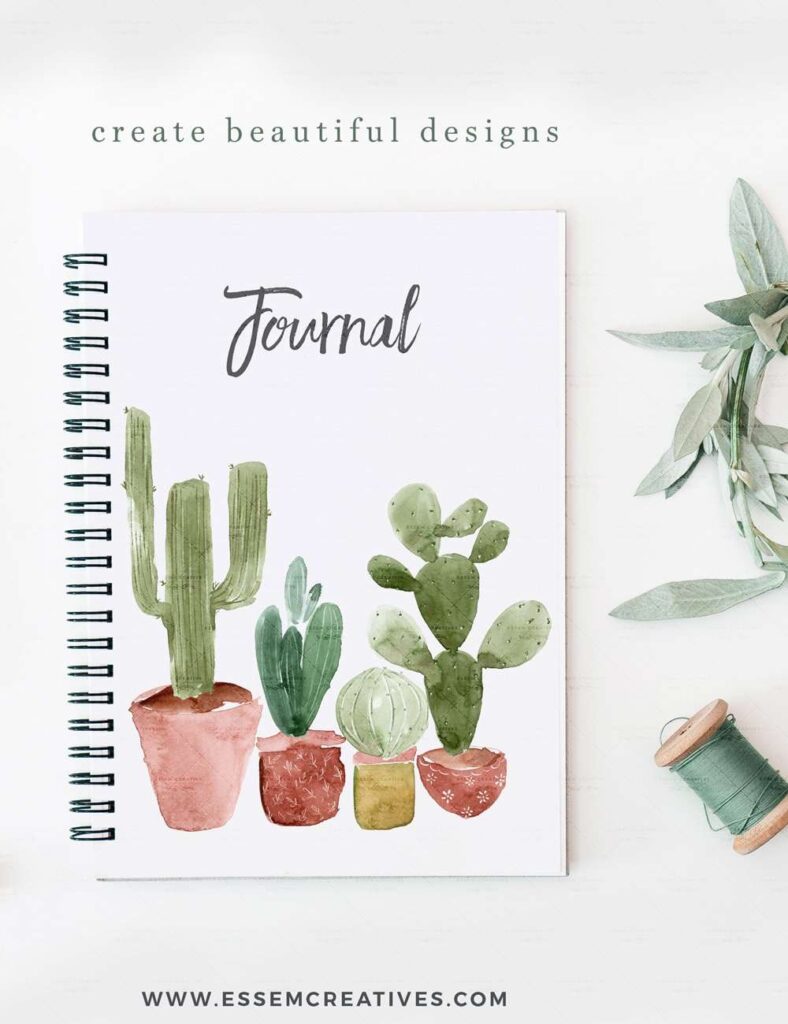 Watercolor Cactus Cacti Clipart, Potted Cactuses House Plants Indoor ...