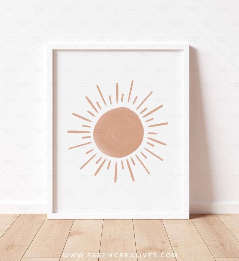 Neutral Sun Print, Boho Sun Wall Art Print, Printable Nursery Decor ...
