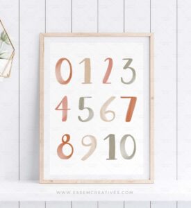 Printable Numbers Poster, Neutral Boho 0-10 123 Numbers Print for ...