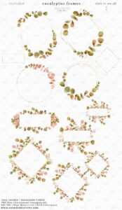 Watercolor Eucalyptus Branches Wreath Leaf Clipart PNG Silver Dollar ...