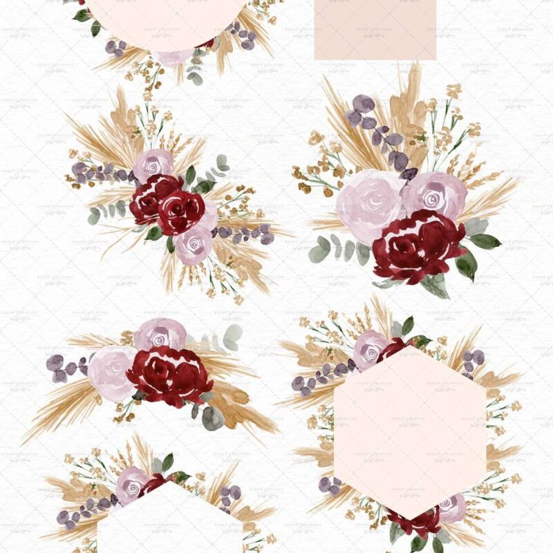 Boho Floral Neutral Watercolor Clipart Graphics Illustrations Card ...