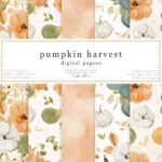 Pumpkin Harvest Fall Floral Digital Papers for Scrapbook Album Design ...