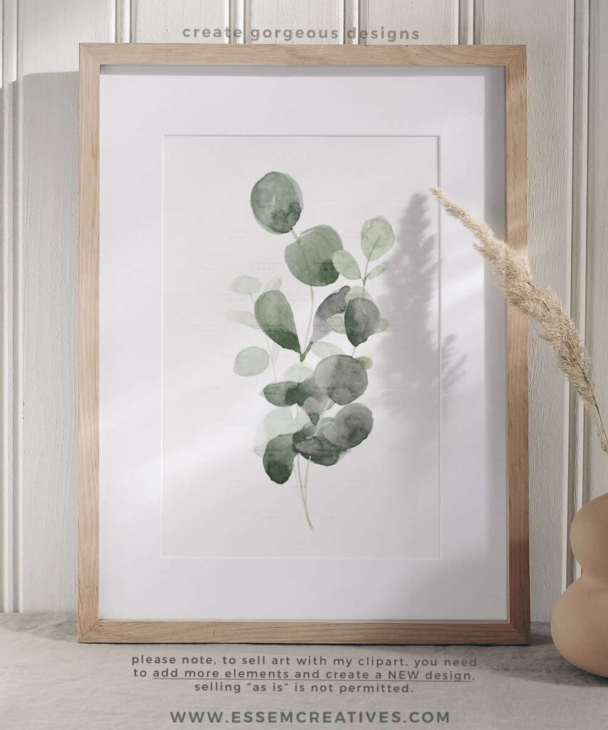Watercolor Eucalyptus Branch Wreath Leaf Clipart PNG Foliage Greenery ...