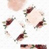 Burgundy Blush Floral Clipart, Watercolor Fall Flower Wreath Border ...