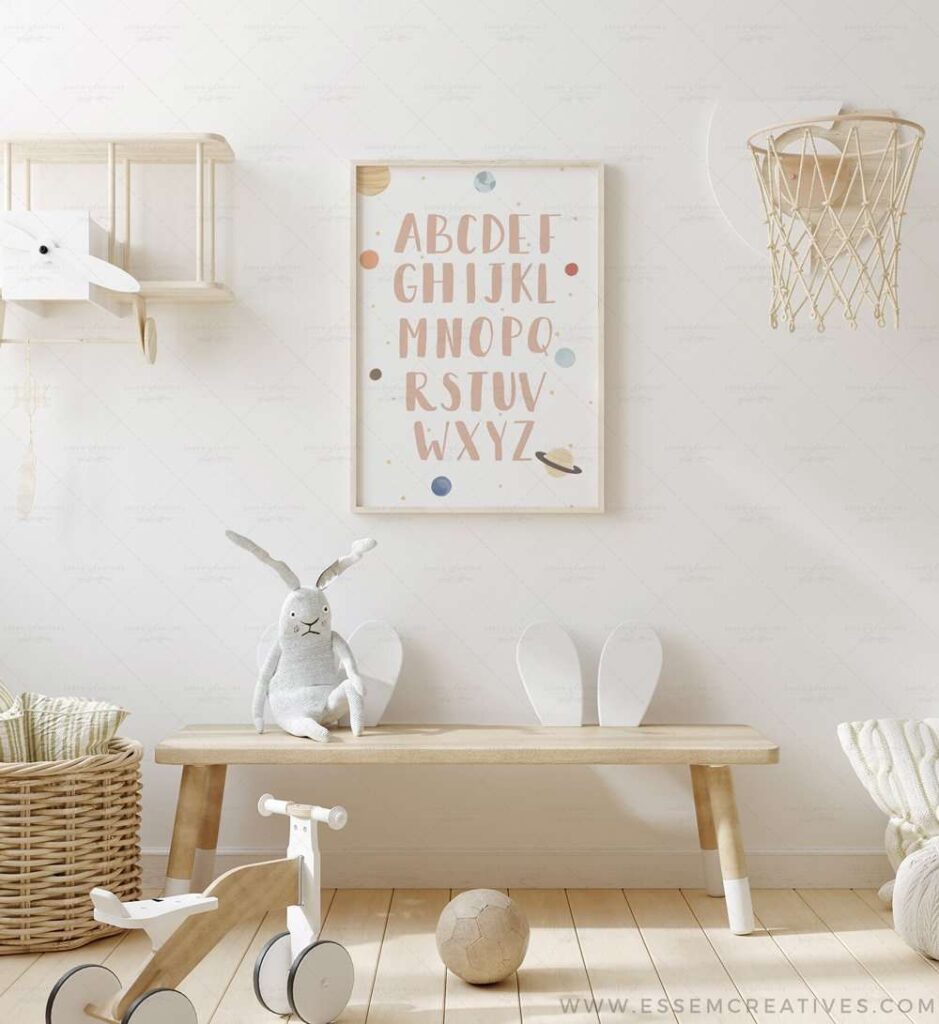 Printable Space Alphabet Poster, Solar System Print, Planets Boho ABC ...