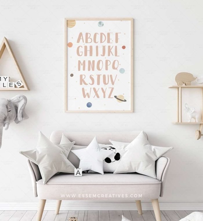 Printable Space Alphabet Poster, Solar System Print, Planets Boho ABC ...