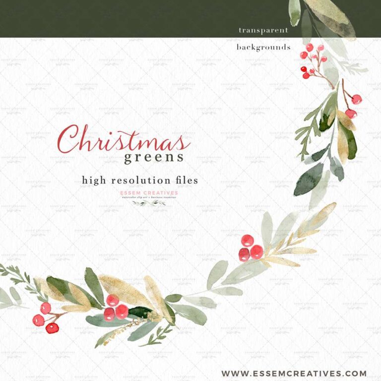 Christmas Wreath Clipart, Holly Mistletoe Clip Art, Winter Greens PNG ...