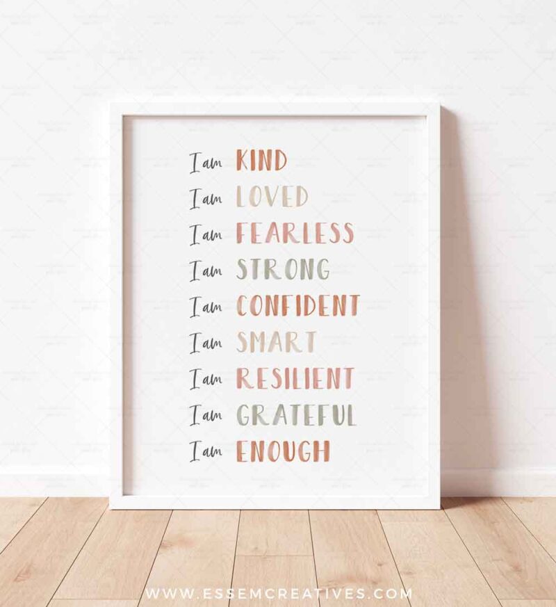Boho Neutral Affirmations for Kids Poster, PRINTABLE Wall Art ...