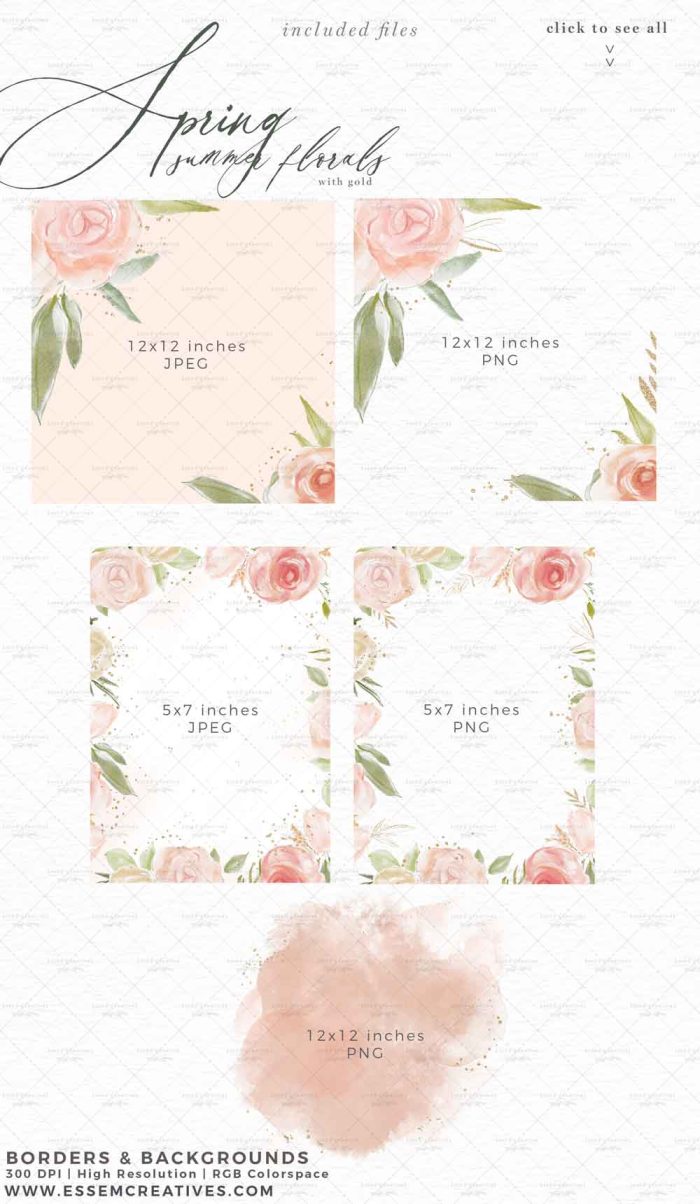 Pink Watercolor Floral Wreath Clipart Boho Blush Cream Peach Gold ...