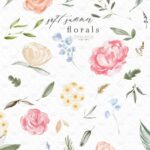 Watercolor Flowers Background, Peach Pink Blue Floral Clipart Wreath ...