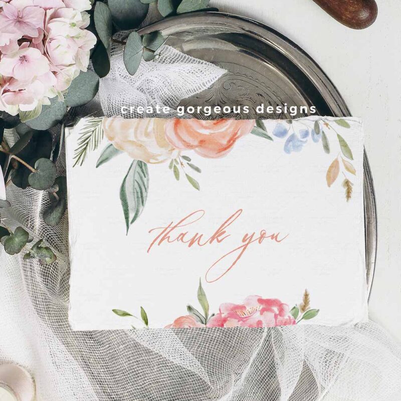 Watercolor Flowers Background, Peach Pink Blue Floral Clipart Wreath ...
