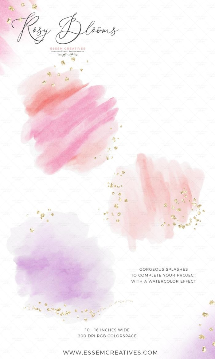 Rosy Blooms Pink & Purple Floral Watercolor Clipart: Fuschia Magenta ...