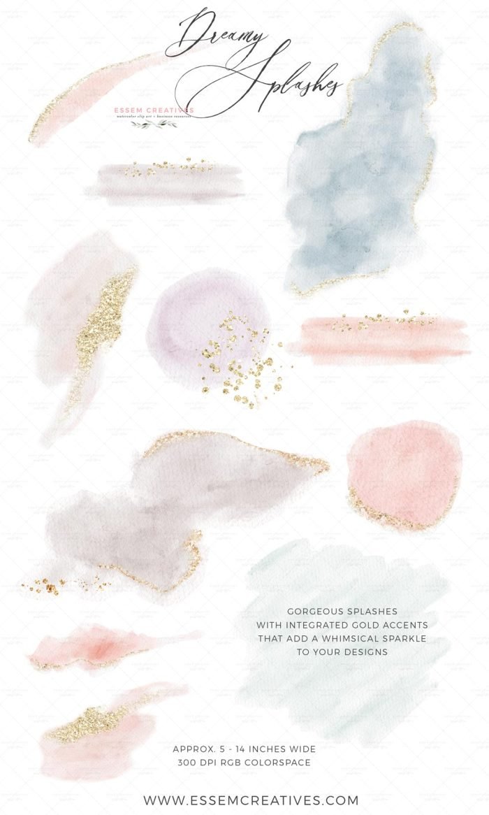 Blush Neutral Sage Dreamy Watercolor Splashes with Gold Veins Sparkles ...