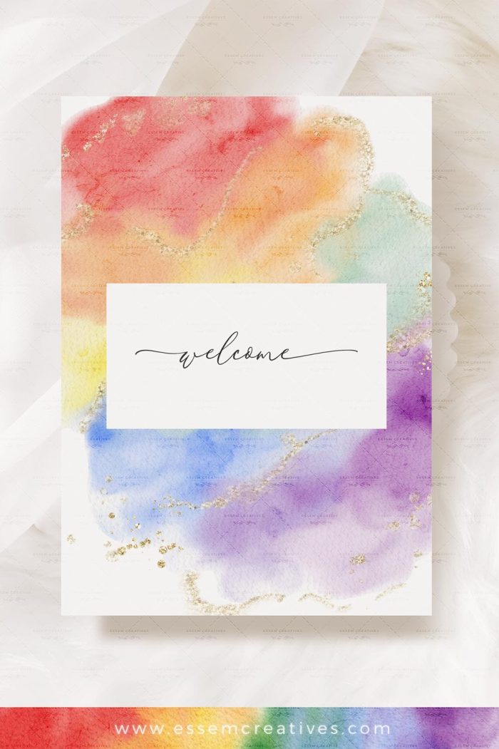 Rainbow Pride Watercolor Splashes Clipart, Bunting Garland Brush ...