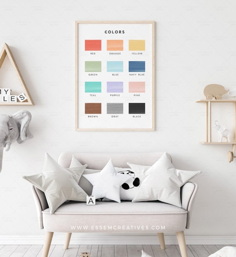 Colors Poster for Kids, Color Chart for Preschool Classroom, Colours ...