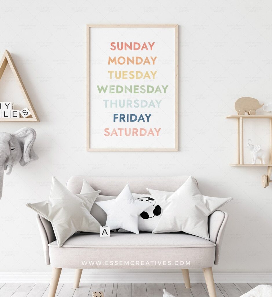 Days of the Week Print, Educational Poster for Preschool Classroom ...