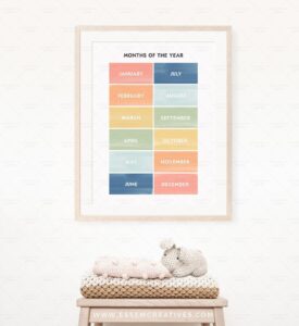 Months of the Year Print, Educational Poster for Preschool Classroom ...