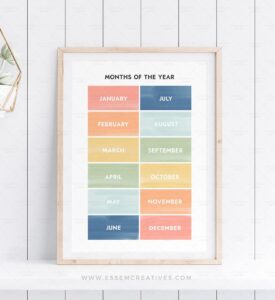Months of the Year Print, Educational Poster for Preschool Classroom ...