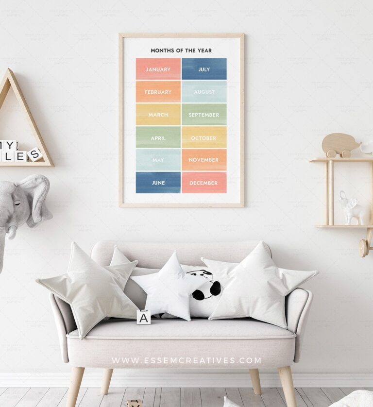 Months of the Year Print, Educational Poster for Preschool Classroom ...