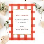 Christmas Card Template, Winter Plaid Holiday Gingham Checks Christmas ...