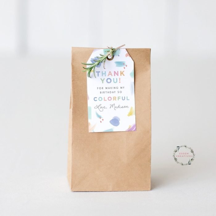 Editable Painting Party Gift Tag, Art Brush Strokes Favor Tag, Gift Bag ...
