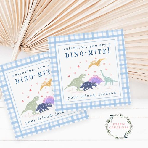 Printable Dinosaur Valentines Gift Tag for Kids, Dino-mite Valentine ...