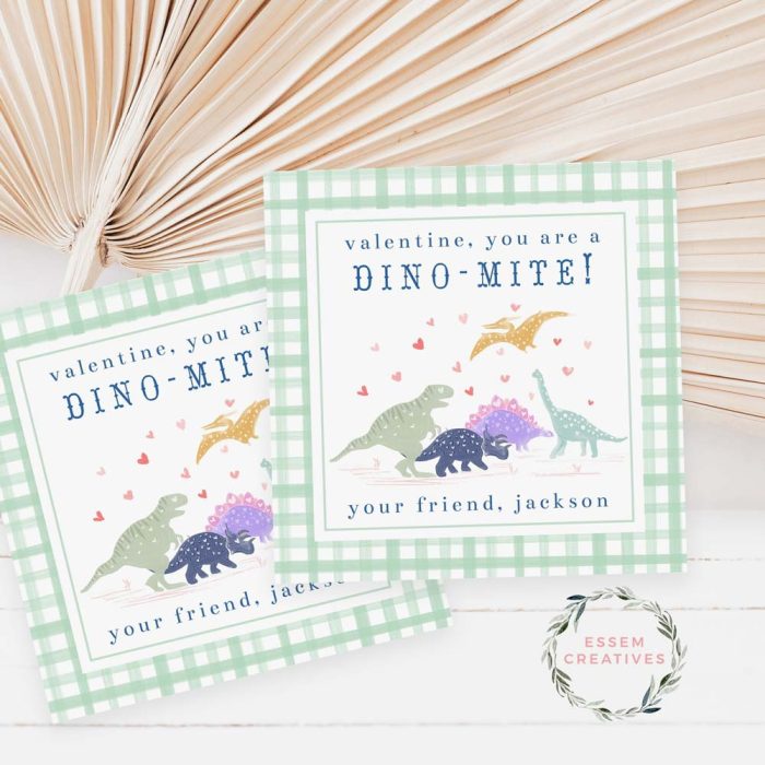 Printable Dinosaur Valentines Gift Tag for Kids, Dino-mite Valentine ...